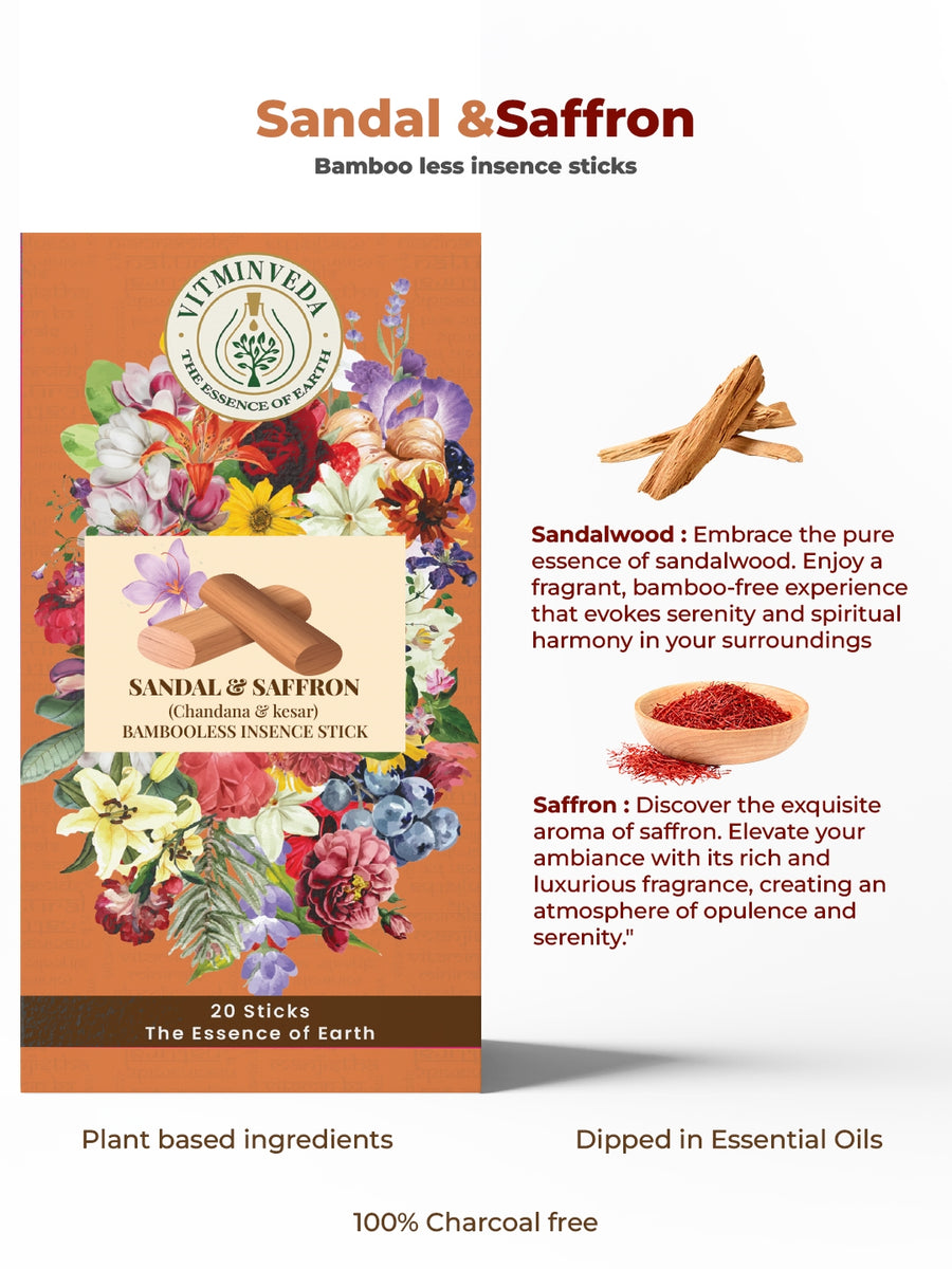 Vitminveda-Sandle-Saffron-Bambooless-Incense-Stick – VITMINVEDA